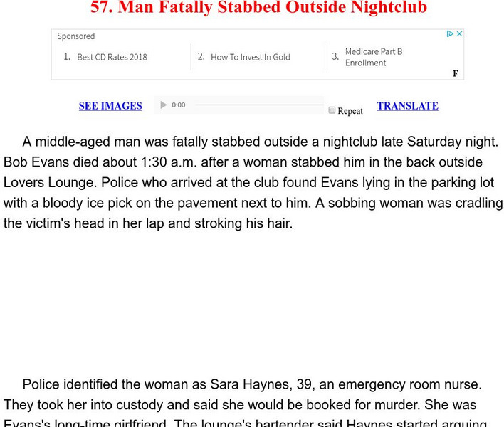 Esl: English for Intermediate Learners (2):Man Fatally Stabbed Outside ... Esl: English for Intermediate Learners (2):Man Fatally Stabbed Outside ...