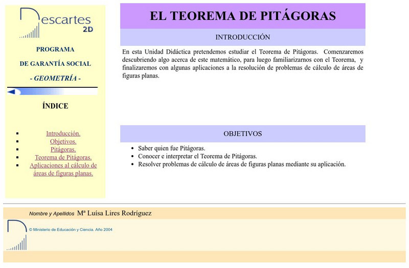 Ministerio De Educacion Y Ciencia: El Teorema De Pitagoras Activity for ... Ministerio De Educacion Y Ciencia: El Teorema De Pitagoras Activity for ...