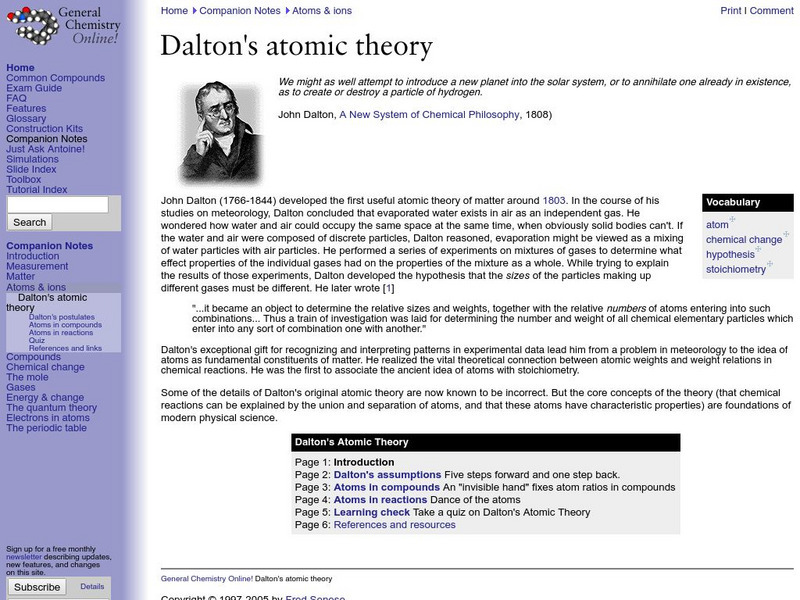 General Chemistry Online: Dalton's Atomic Theory Handout for 9th - 10th ... General Chemistry Online: Dalton's Atomic Theory Handout for 9th - 10th ...