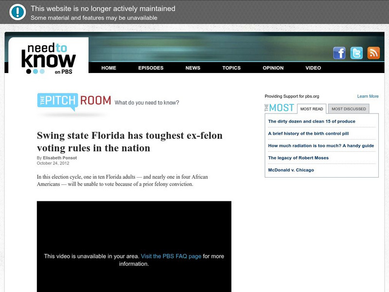 Pbs Need to Know: Florida Ex Felon Voting Laws Article for 9th - 10th ... Pbs Need to Know: Florida Ex Felon Voting Laws Article for 9th - 10th ...