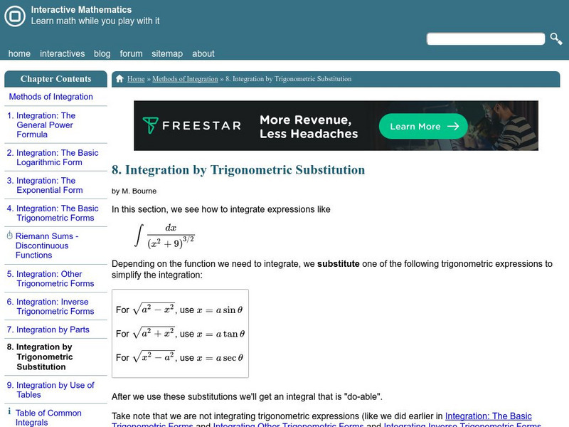 Interactive Mathematics: Integration by Trig Substitution Activity for ... Interactive Mathematics: Integration by Trig Substitution Activity for ...