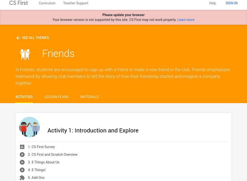 Cs Education at Google: Cs First: Friends Theme Lesson Plan for 4th ... Cs Education at Google: Cs First: Friends Theme Lesson Plan for 4th ...