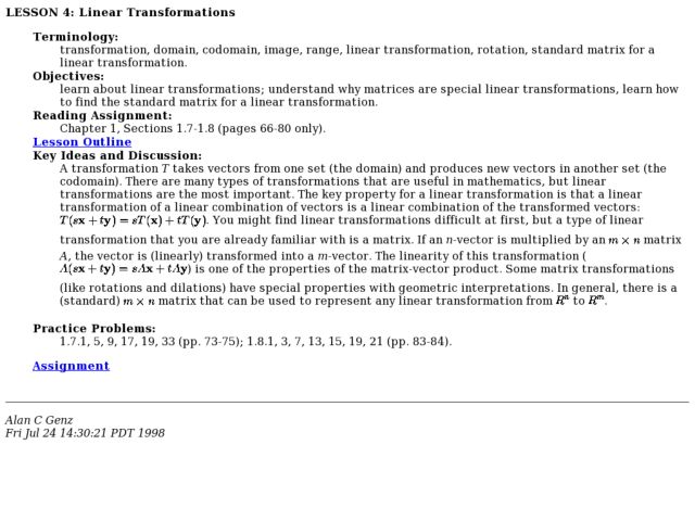 Lesson 4 Linear Transformations Lesson Plan For 12th Grade Lesson Planet