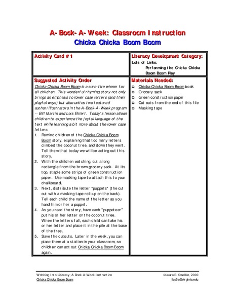 Chicka Chicka Boom Boom Lesson Plan For 2nd 4th Grade Lesson Planet