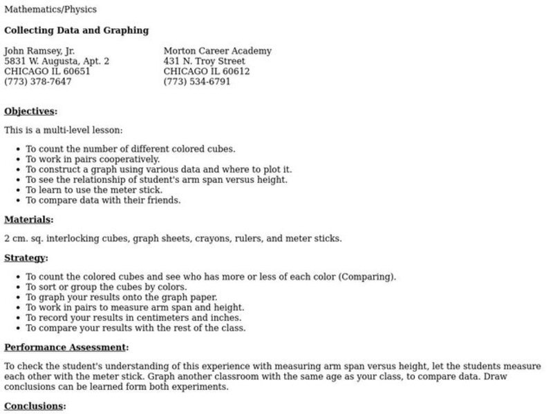 Collecting Data And Graphing Lesson Plan For 1st 3rd Grade Lesson Planet 