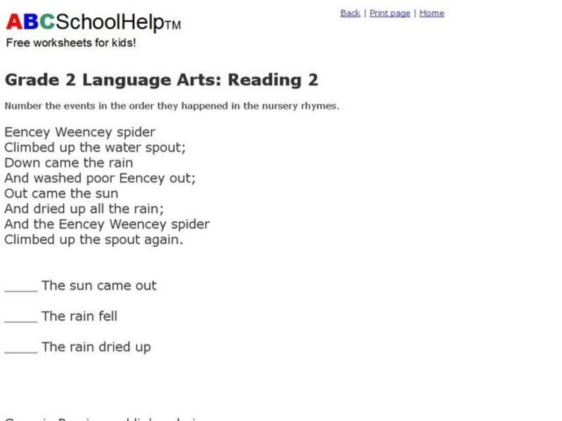 Grade 2 Language Arts Reading 2 Worksheet For 2nd Grade Lesson Planet Grade 2 Language Arts Reading 2 Worksheet For 2nd Grade Lesson Planet
