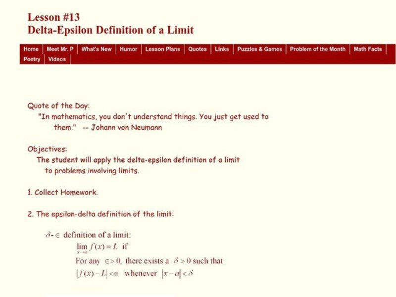 Delta-Epsilon Definition of a Limit Lesson Plan for 12th Grade | Lesson ... Delta-Epsilon Definition of a Limit Lesson Plan for 12th Grade | Lesson ...