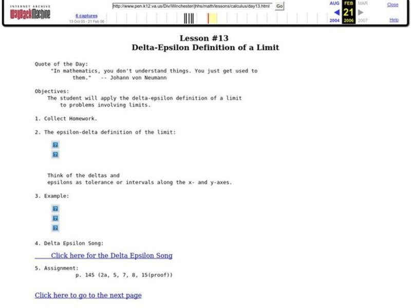 Delta-Epsilon Definition Of A Limit Lesson Plan for 9th - 12th Grade ... Delta-Epsilon Definition Of A Limit Lesson Plan for 9th - 12th Grade ...