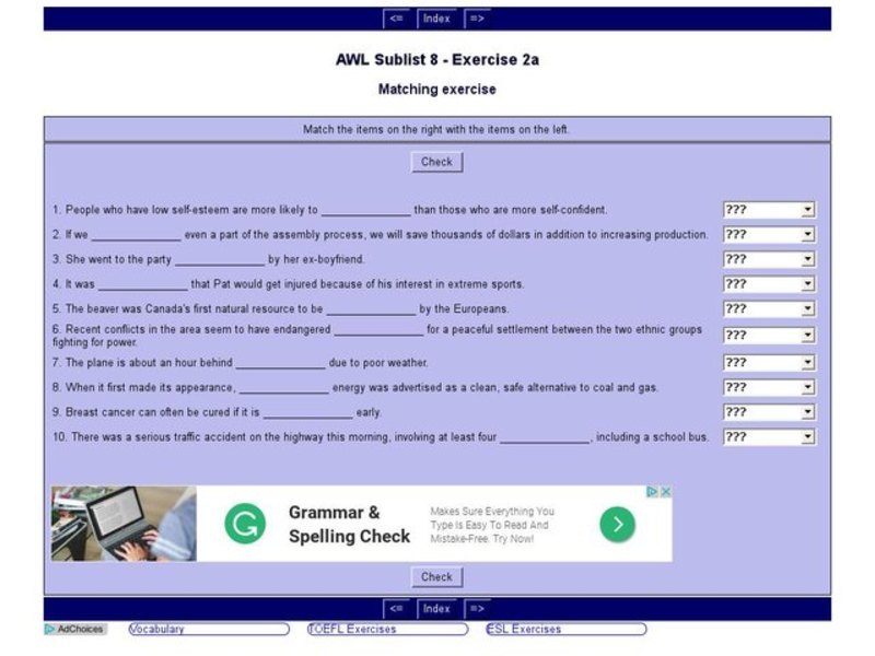 English Vocabulary Skills AWL Sublist 8 Exercise 2a Interactive For english-vocabulary-skills-awl-sublist-8-exercise-2a-interactive-for
