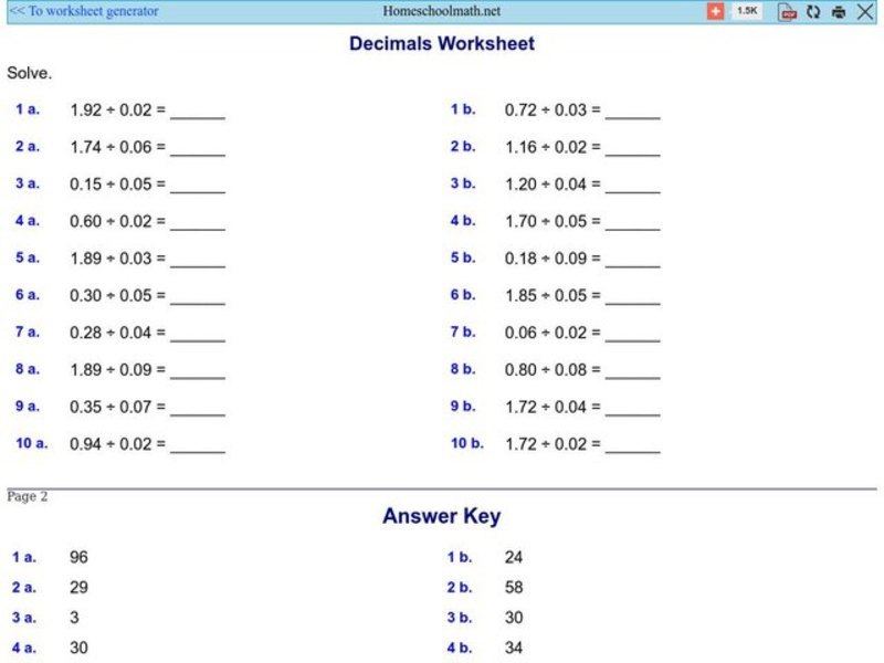 Divide Decimals Worksheet For 4th 5th Grade Lesson Planet Divide Decimals Worksheet For 4th 5th Grade Lesson Planet