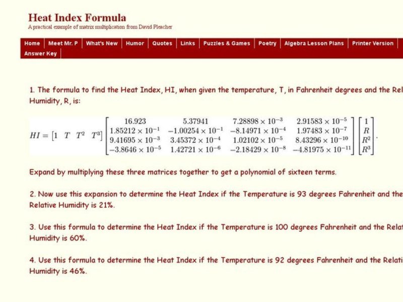 Heat Index Formula Worksheet For 9th 12th Grade Lesson Planet heat-index-formula-worksheet-for-9th-12th-grade-lesson-planet