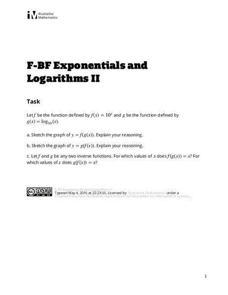 Exponentials And Logarithms Ii Assessment For 9th 12th Grade Lesson Planet
