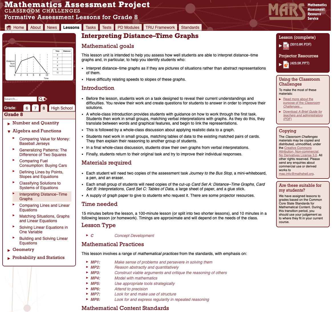 Interpreting Distance Time Graphs Lesson Plan For 7th 9th Grade