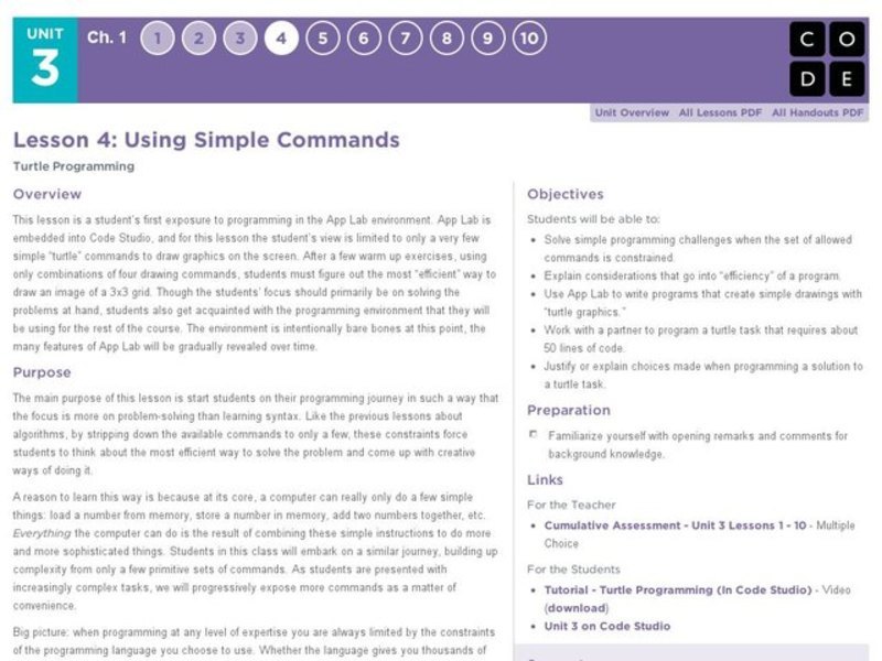 Using Simple Commands Lesson Plan For 9th 12th Grade Lesson Planet