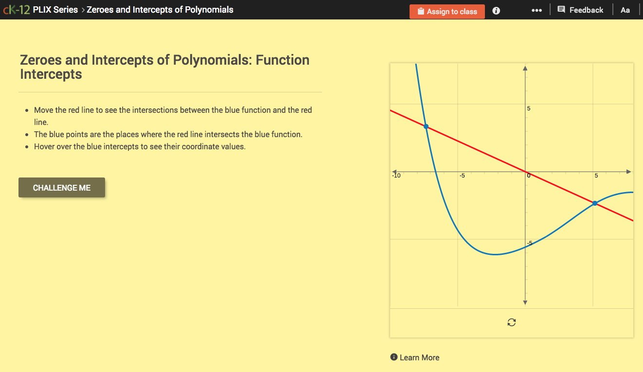 Zeroes And Intercepts Of Polynomials Function Intercepts Interactive