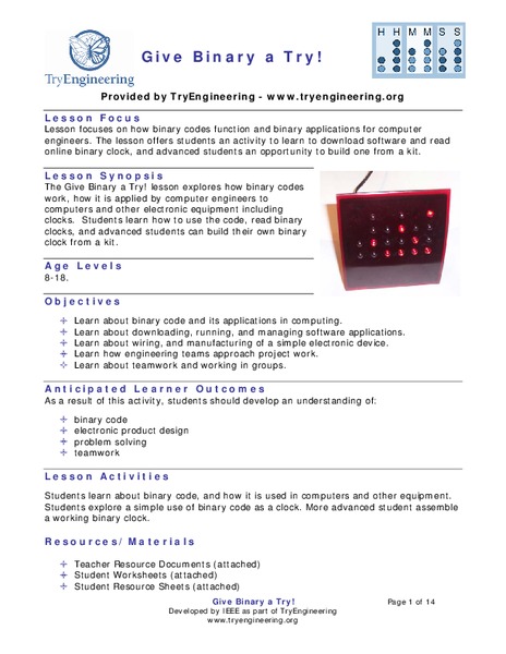 Give Binary A Try Lesson Plan For 3rd 12th Grade Lesson Planet 7514