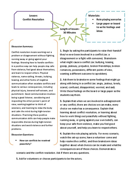 Conflict Resolution Plan Examples