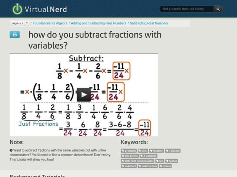 how-do-you-subtract-fractions-with-variables-instructional-video-for