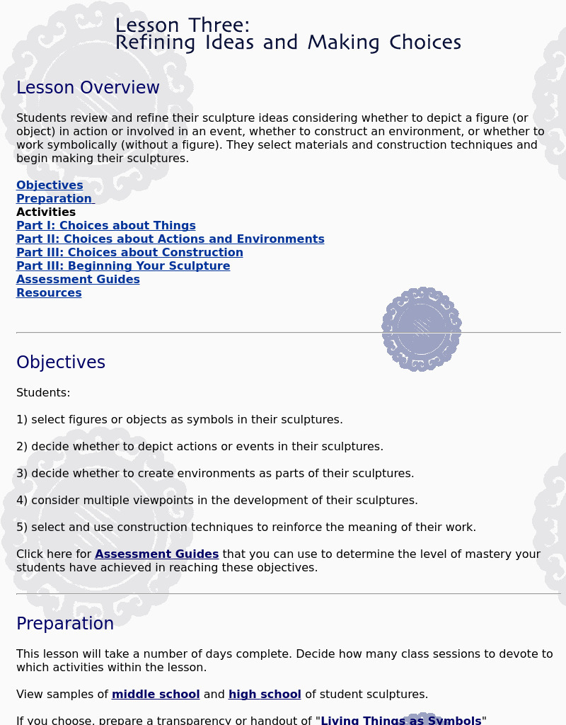 Lesson Three: Refining Ideas and Making Choices Lesson Plan for 4th Grade | Lesson Planet