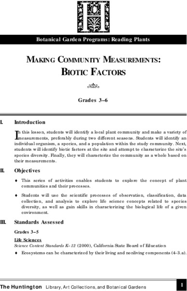 Biotic Factors Lesson Plan for 3rd - 6th Grade | Lesson Planet