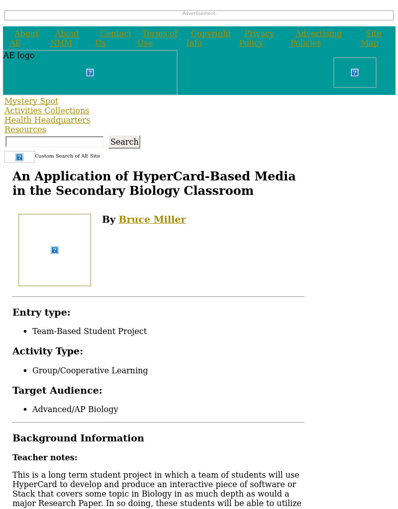 An Application Of Hypercard Based Media In The Secondary Biology