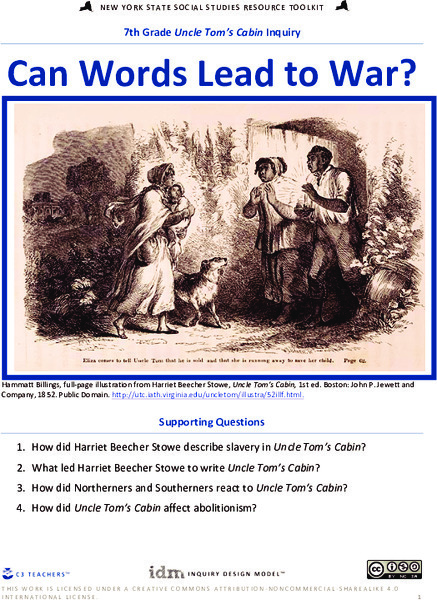 Uncle Tom’s Cabin: Can Words Lead To War? Unit Plan For 7th Grade