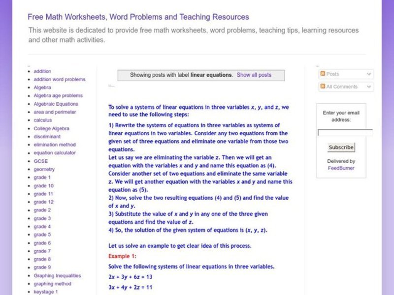 Linear Systems In Three Variables Interactive For 11th Grade Lesson