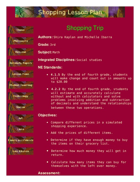 Grocery Shopping Lesson Plans & Worksheets | Lesson Planet Grocery Shopping Lesson Plans & Worksheets | Lesson Planet