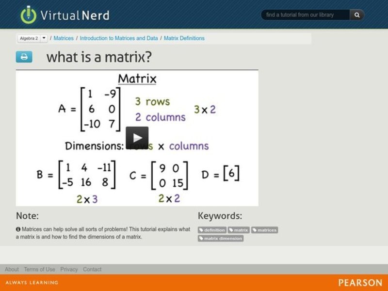 What Is A Matrix Instructional Video For 9th 11th Grade Lesson Planet What Is A Matrix Instructional Video For 9th 11th Grade Lesson Planet